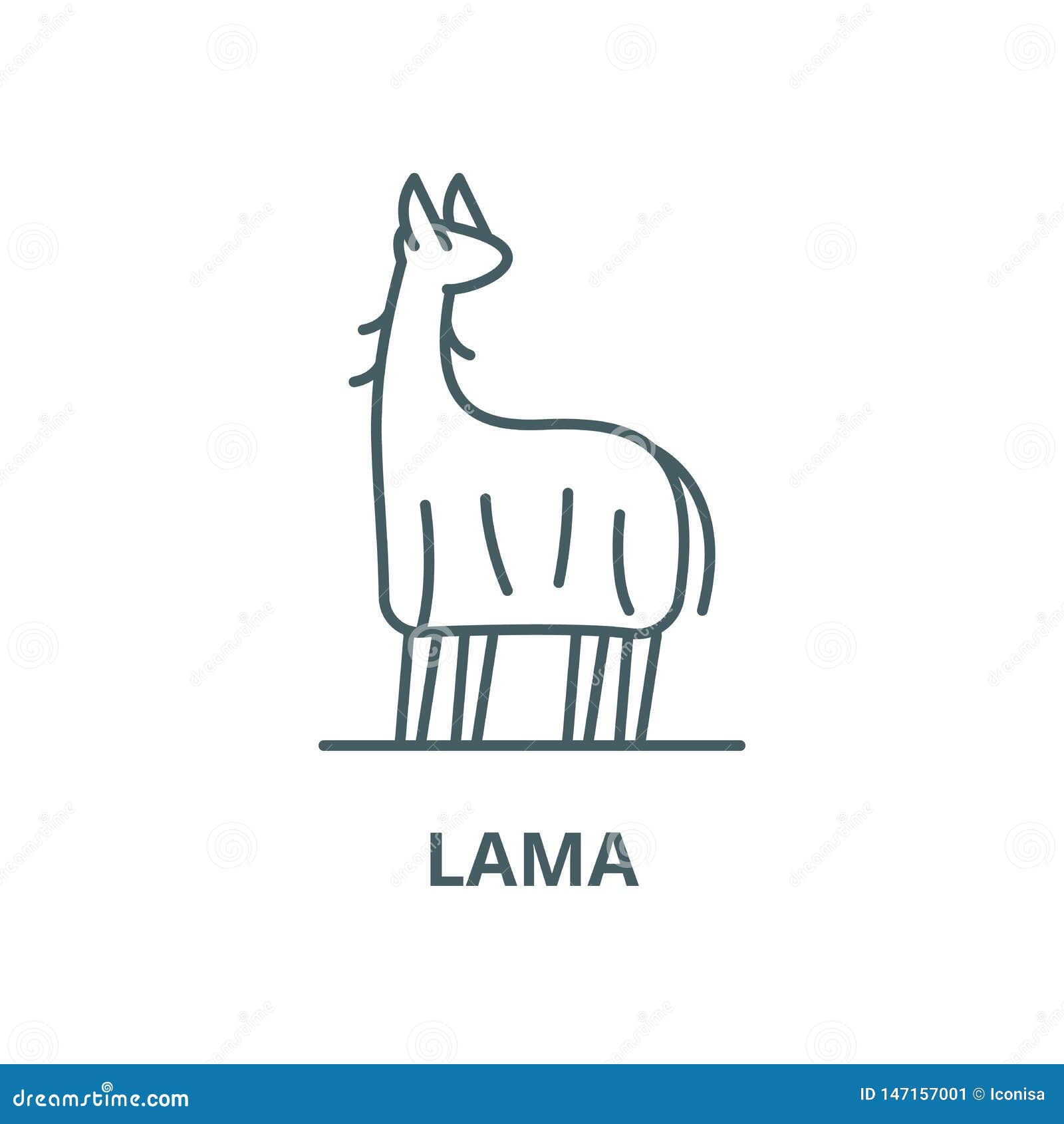 Lama Vector Line Icon, Linear Concept, Outline Sign, Symbol Stock ...