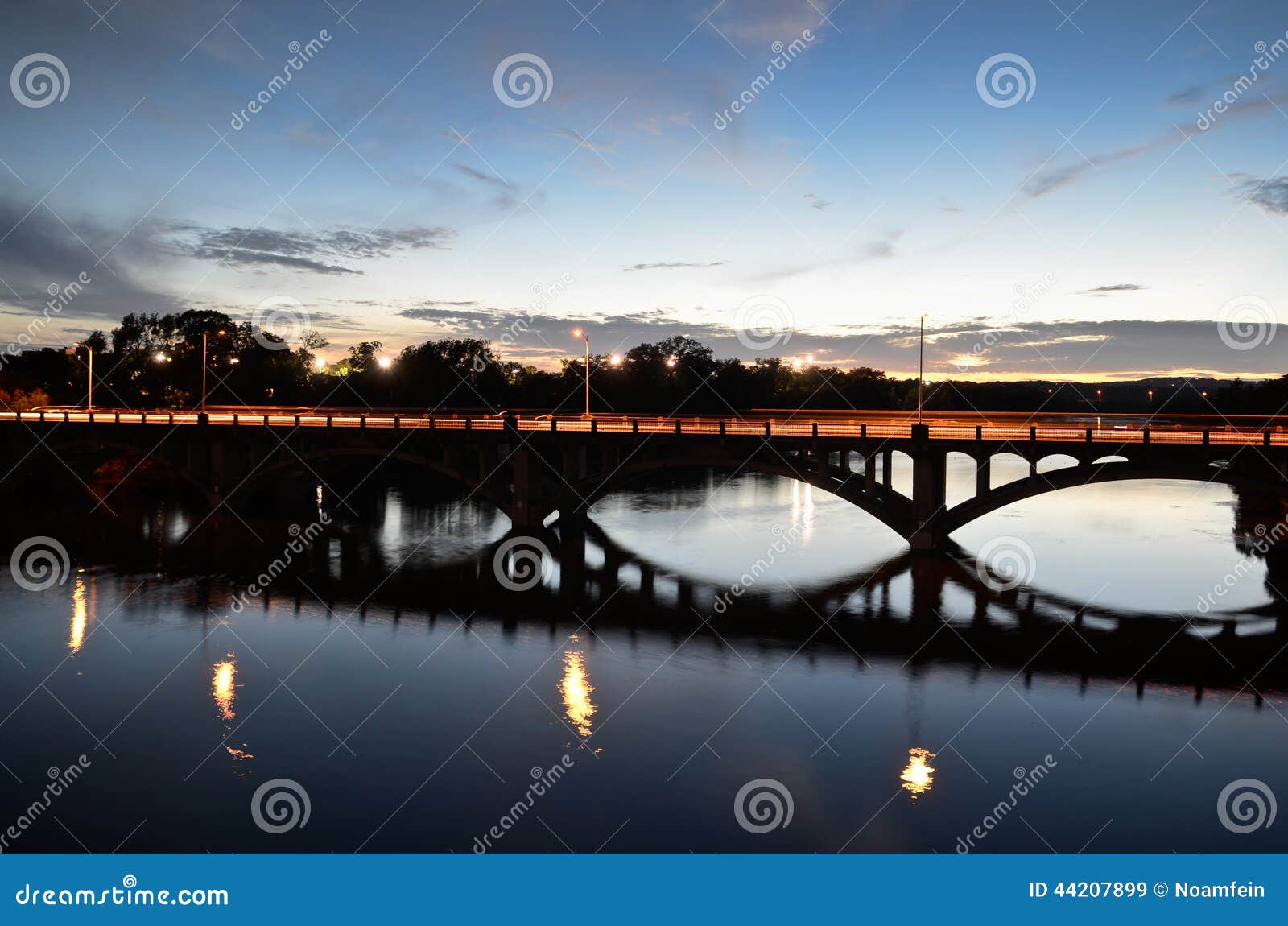 Lamar Bridge in Austin during Sunset Stock Image - Image of water ...