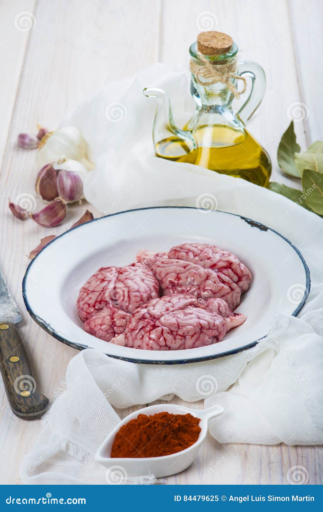 Lamb Brains and Ingredients for Cooking Them Stock Image - Image of ...