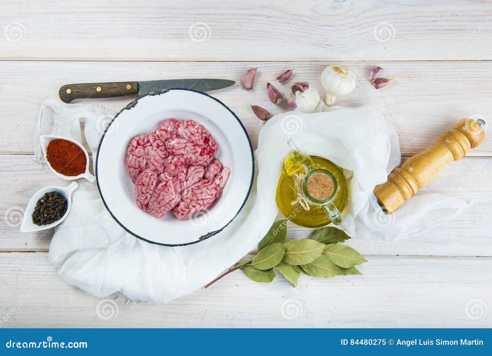 Lamb Brains and Ingredients for Cooking Them Stock Image - Image of ...