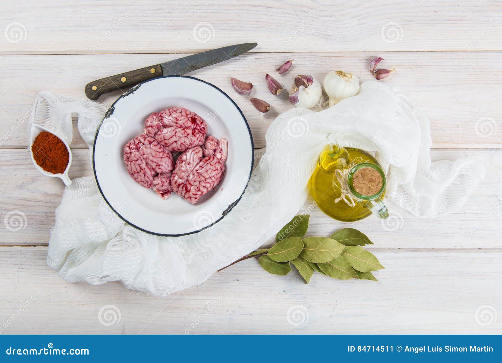 Lamb Brains and Ingredients for Cooking Them Stock Image - Image of ...