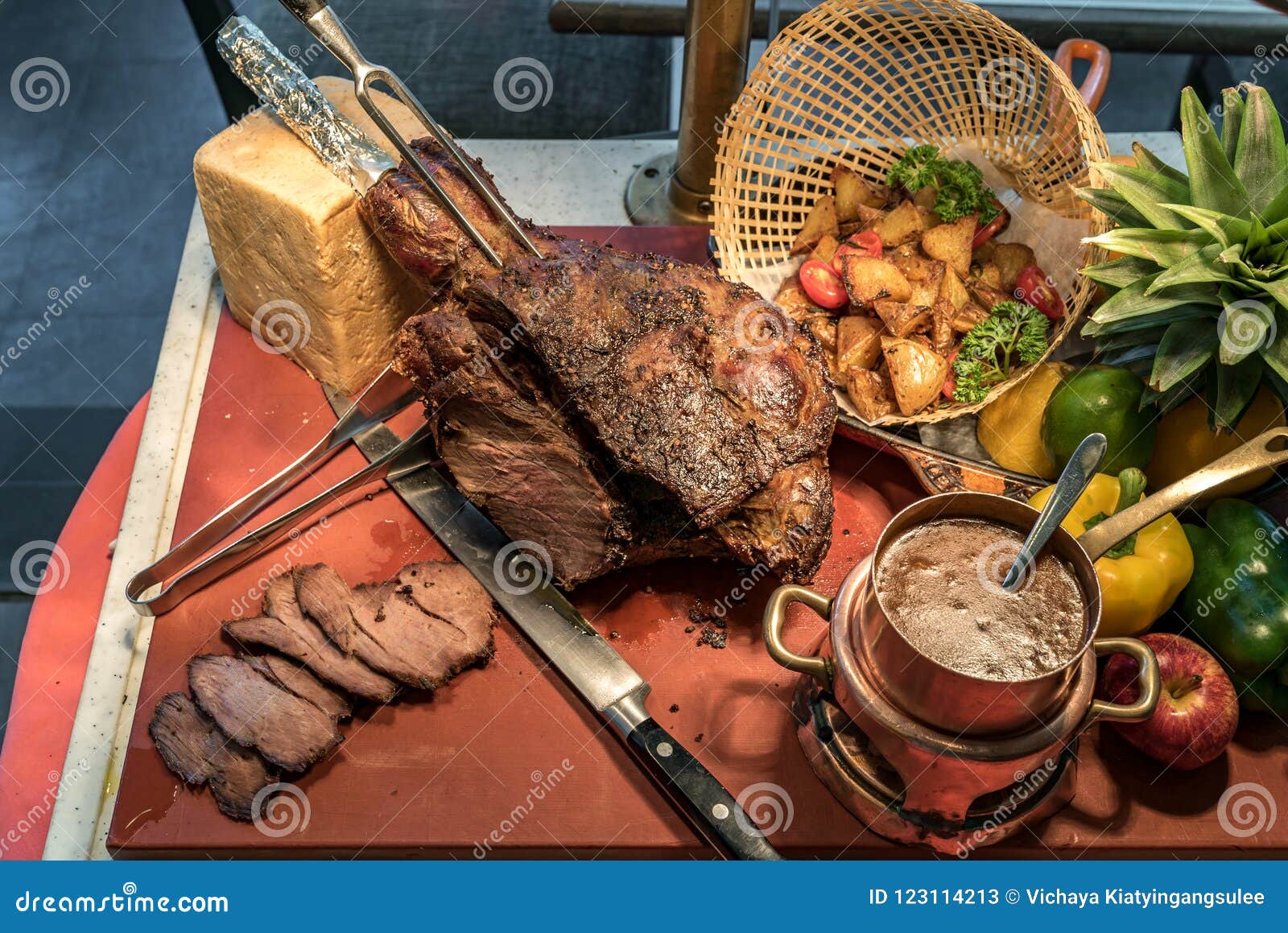 Lamb carving station stock image. Image of grill, ingredient - 123114213
