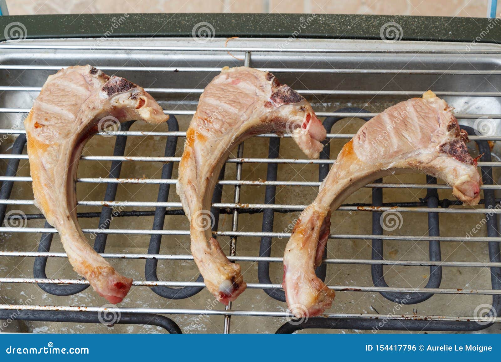 Lamb Chops on Electric Barbecue Stock Photo - Image of grill, fresh ...