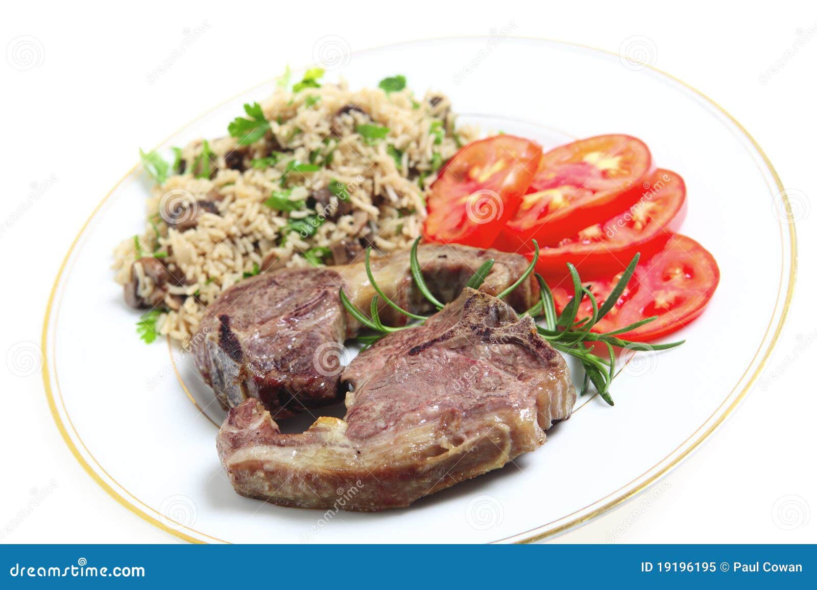 Lamb Chops with Mushroom Rice Stock Image - Image of white, sliced ...