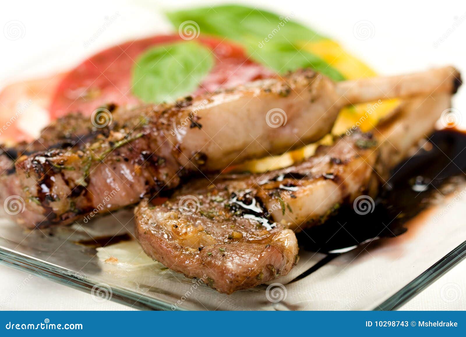Lamb Chops on plate stock image. Image of lamb, basil - 10298743
