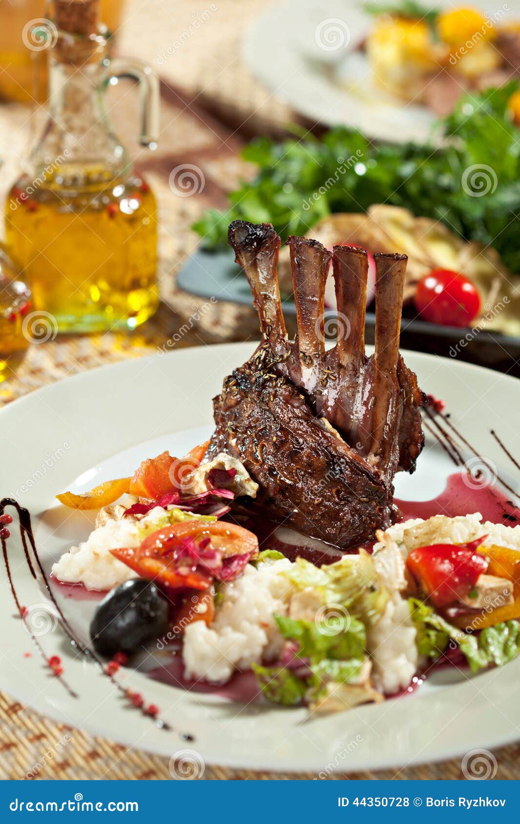 Lamb Chops with Risotto stock photo. Image of cooked - 44350728
