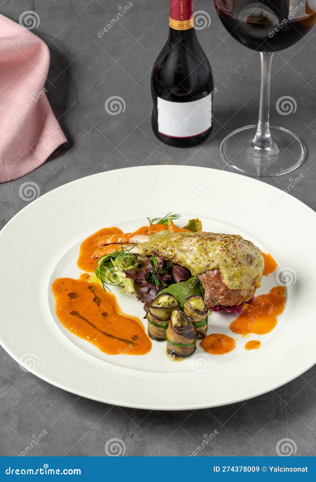 Lamb Chops with Various Vegetables in a Fine Dining Restaurant Stock ...