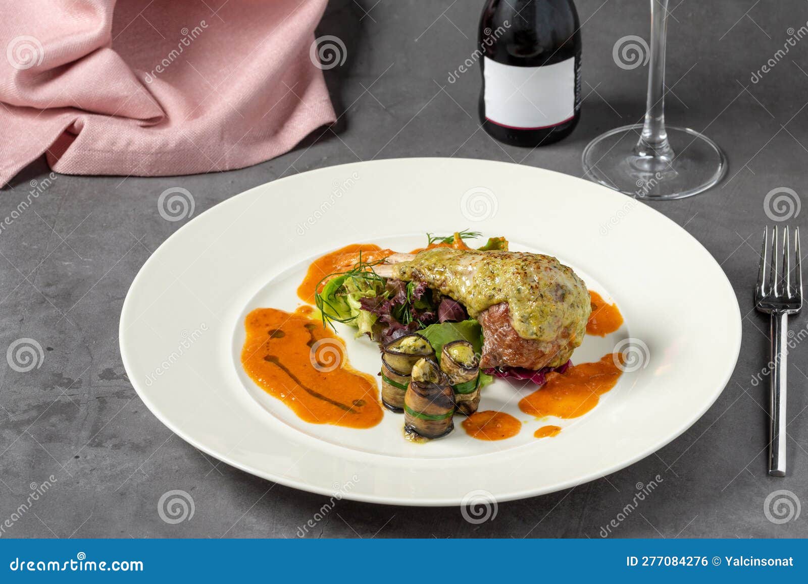 Lamb Chops with Various Vegetables in a Fine Dining Restaurant Stock ...