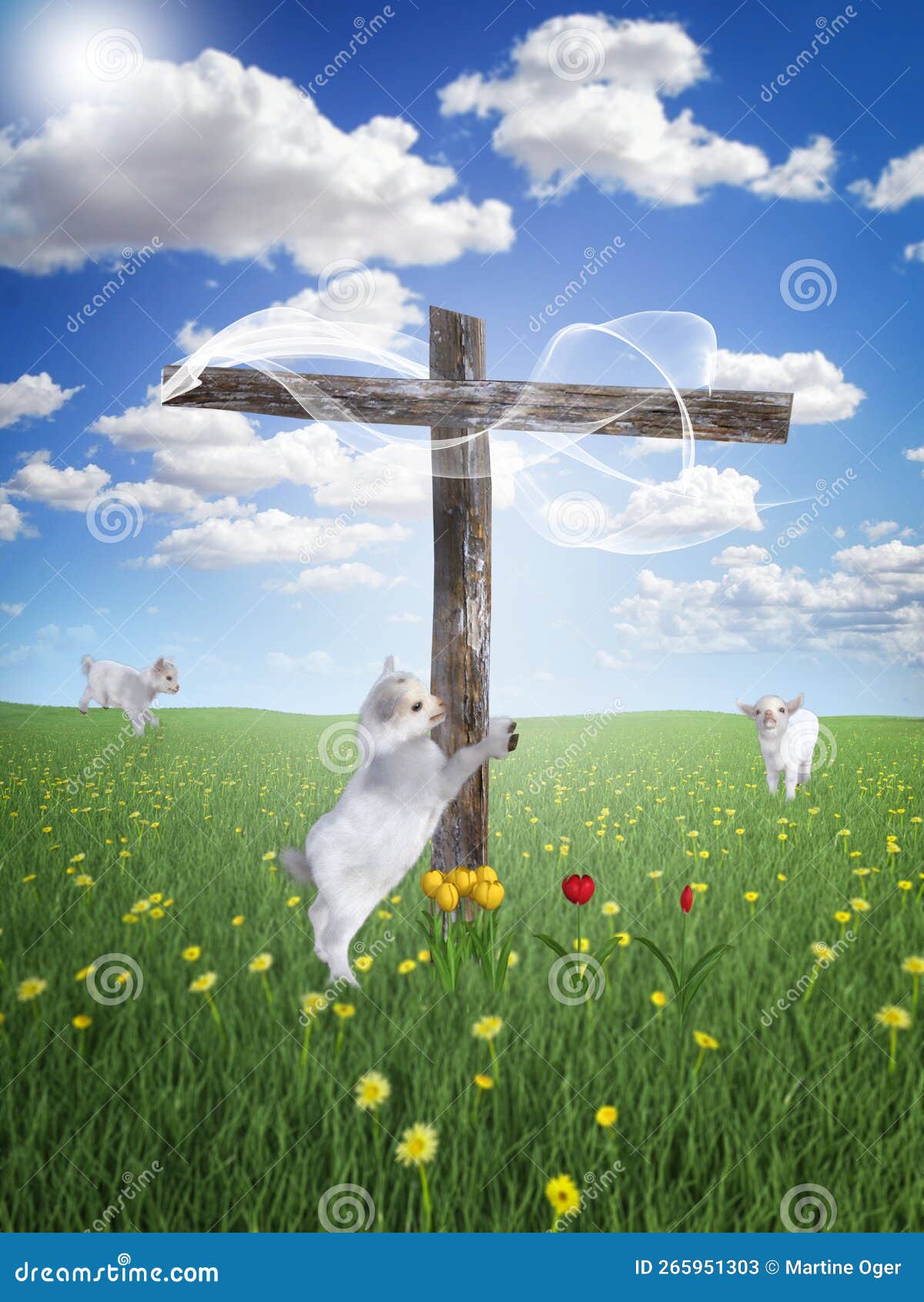 Lamb and cross for easter. stock image. Image of easter - 265951303