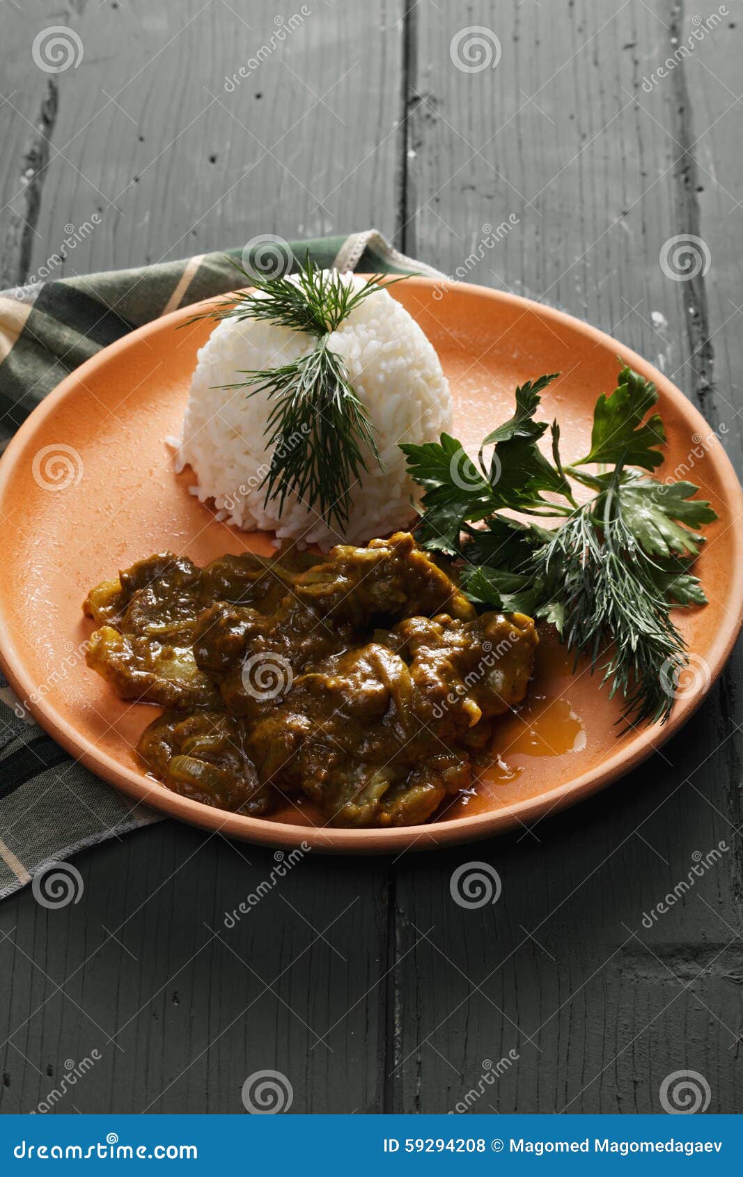 Lamb curry with rice stock photo. Image of steamed, life - 59294208