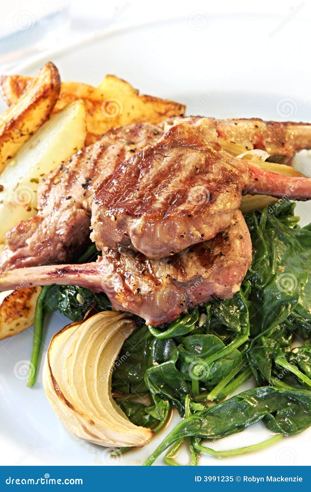 Lamb Cutlets stock image. Image of meal, drink, blue, barbecue - 3991235