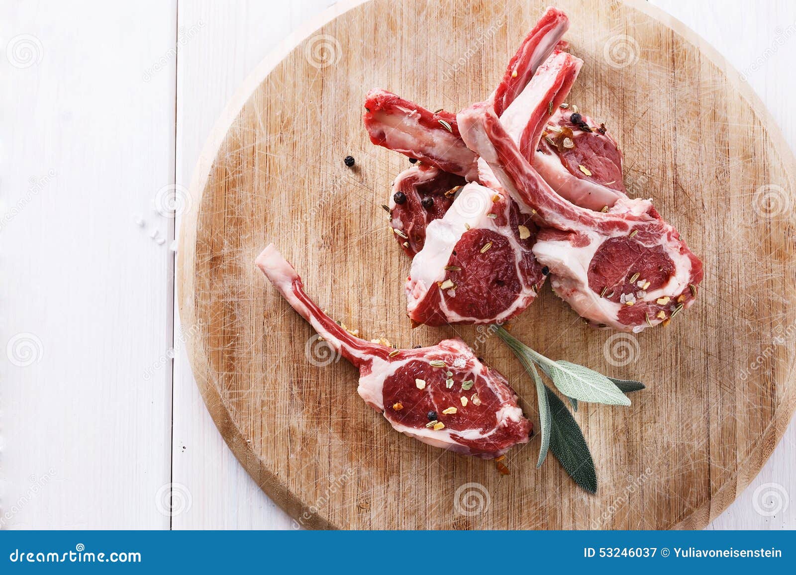 Lamb Cutlets on a Wooden Cutting Board Stock Image - Image of condiment ...