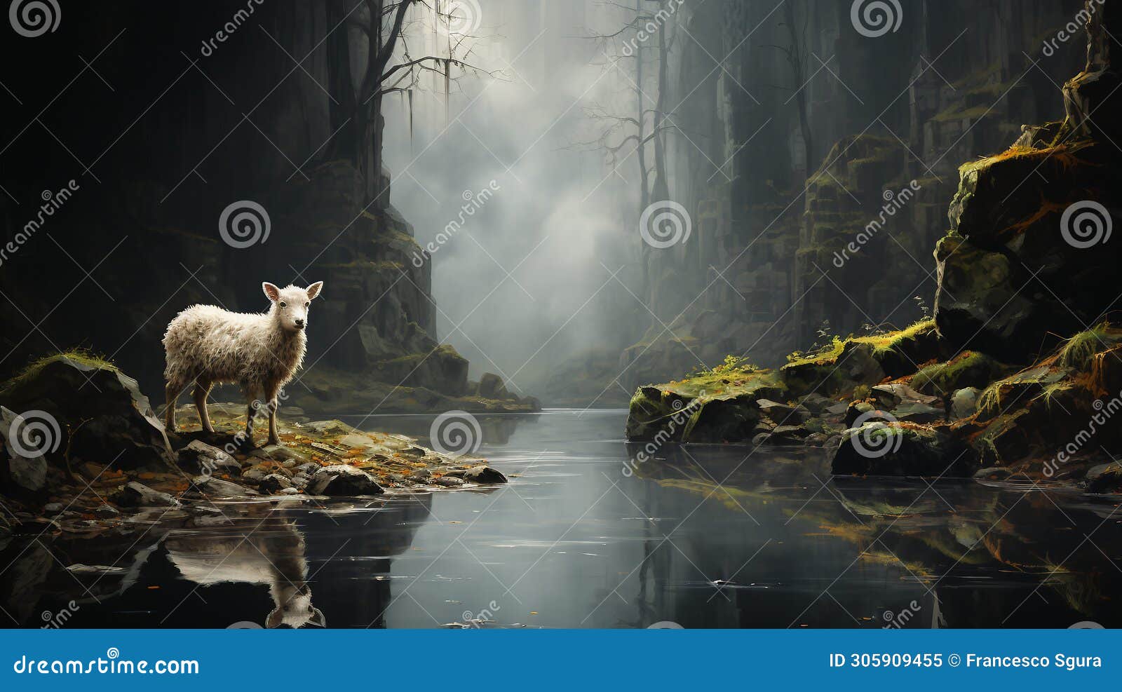 The Lamb in the Enchanted Valley Stock Image - Image of animal, cute ...