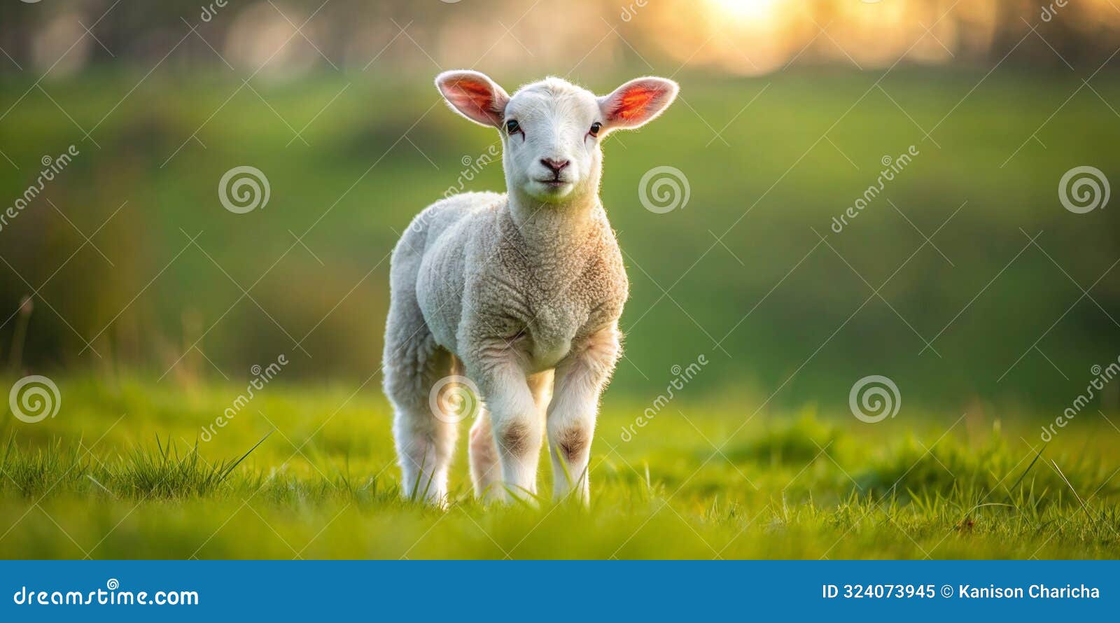 Lamb in Field Front View Lamb in Grass Generative AI Stock Illustration ...