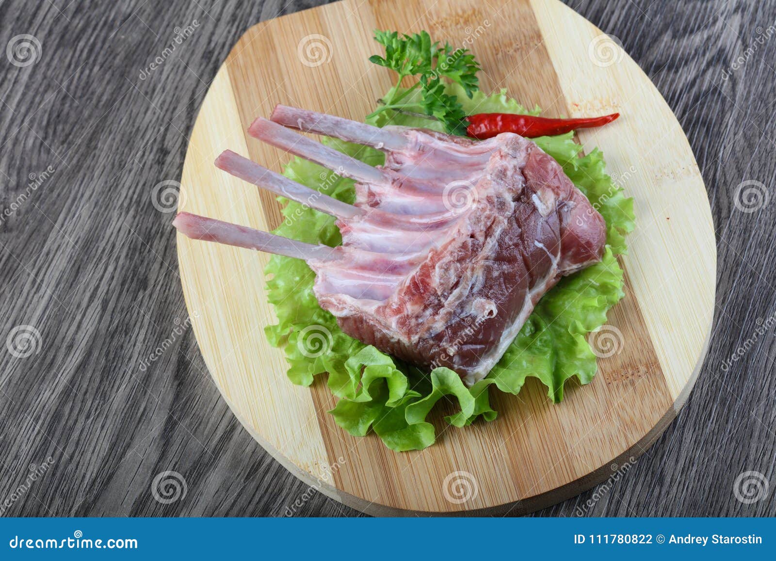 Lamb Frenched Rack stock photo. Image of white, board - 111780822