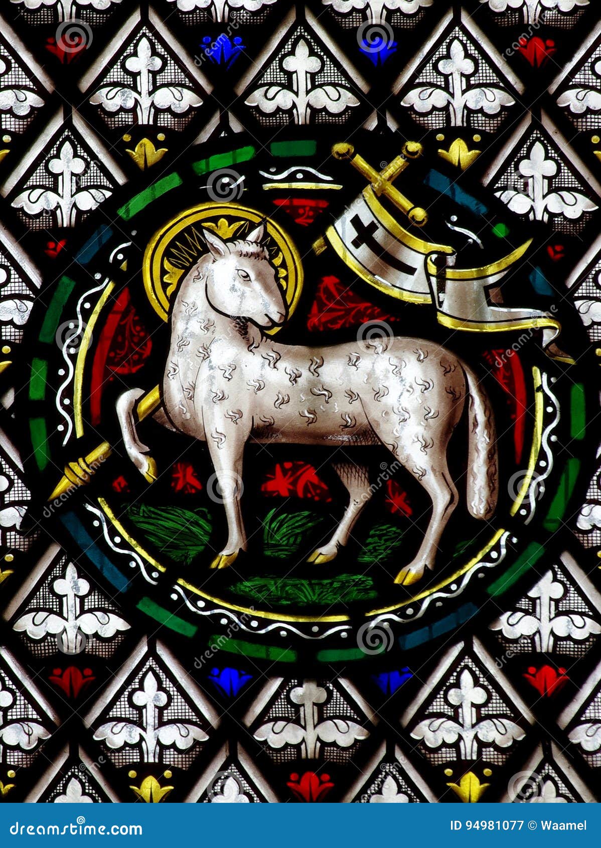 The Lamb of God in Stained Glass Stock Image - Image of faith, religion ...