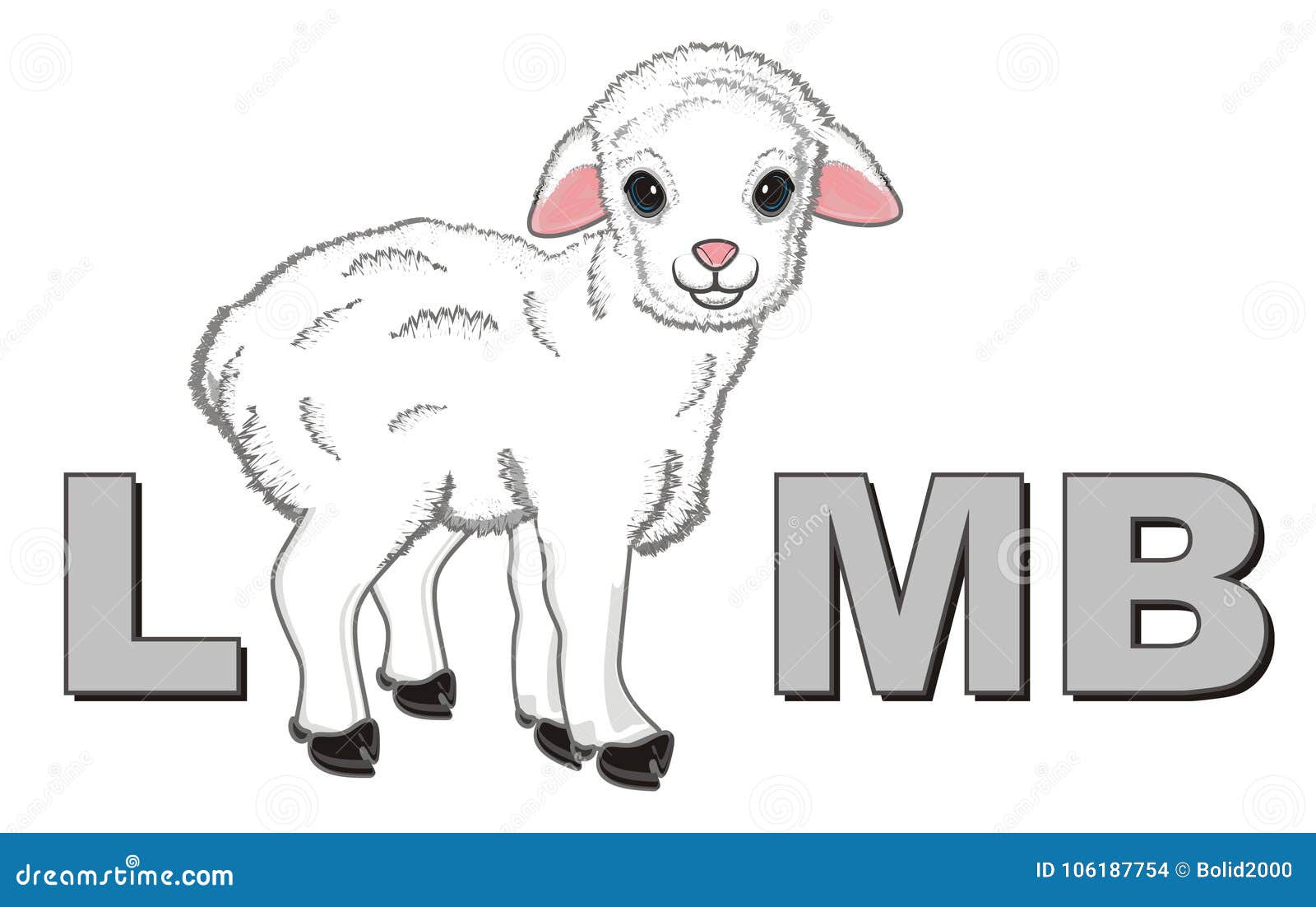 Lamb and Gray and Black Letters Stock Illustration - Illustration of ...