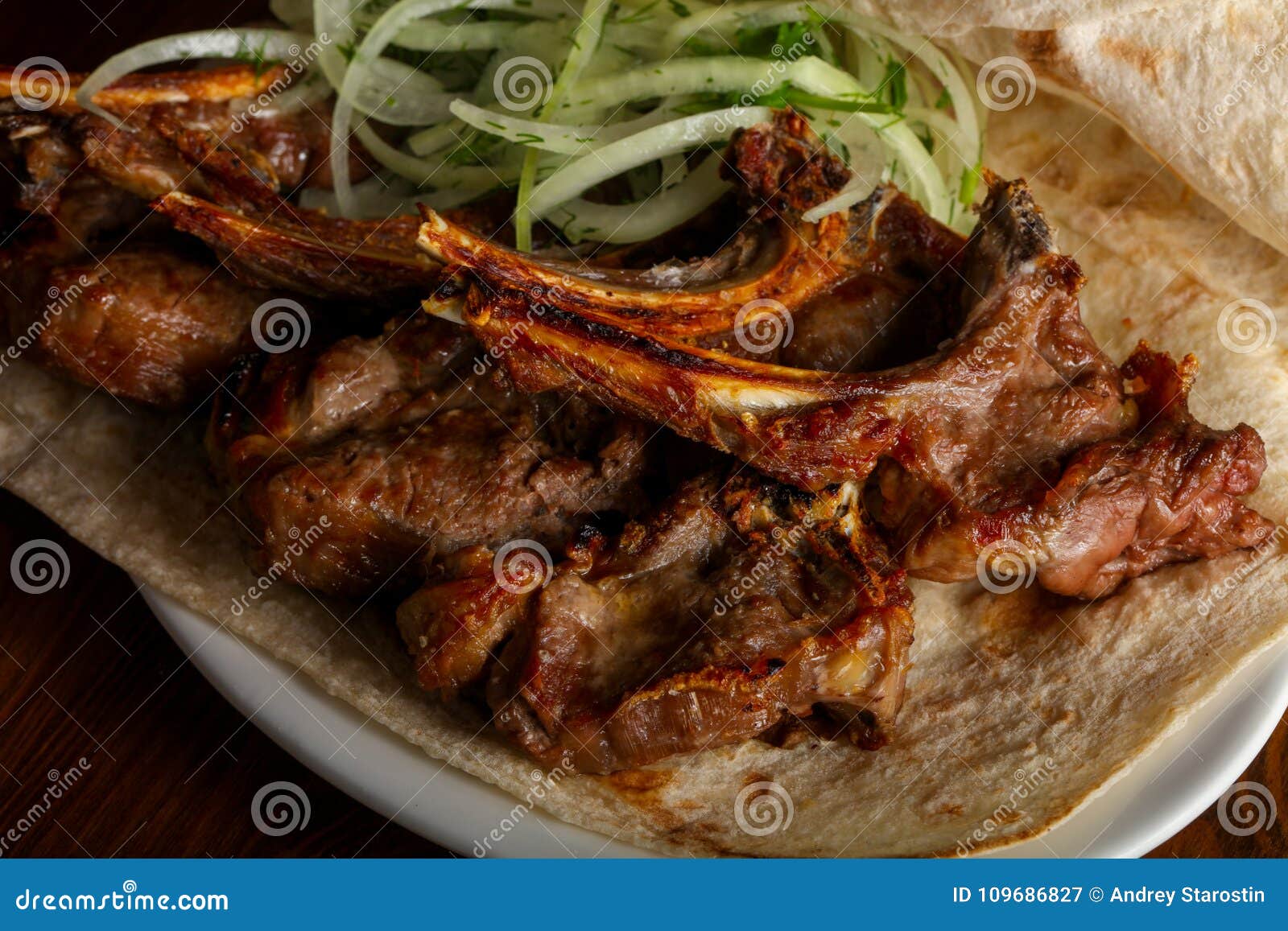 Lamb kebab ribs stock image. Image of dark, delicious - 109686827