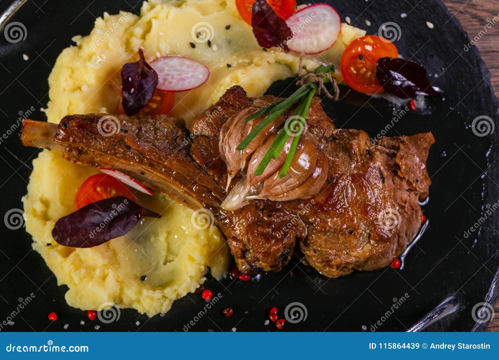 Lamb with mashed potato stock image. Image of cutlets - 115864439
