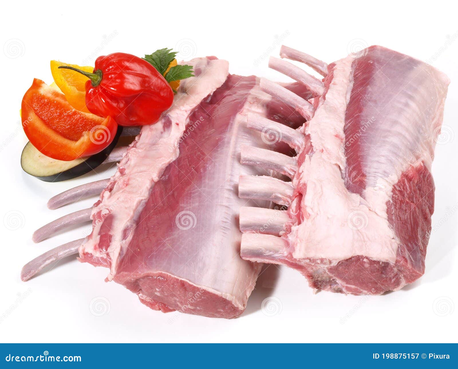 Lamb Rack with Bones Isolated on White Background Stock Image - Image ...