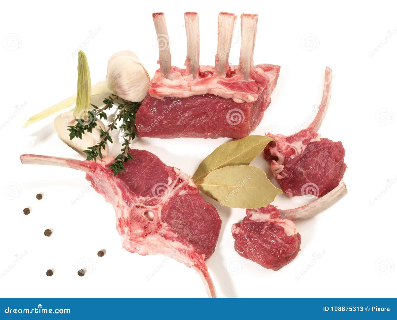 Lamb Rack - Different Cuts Isolated on White Background Stock Image ...