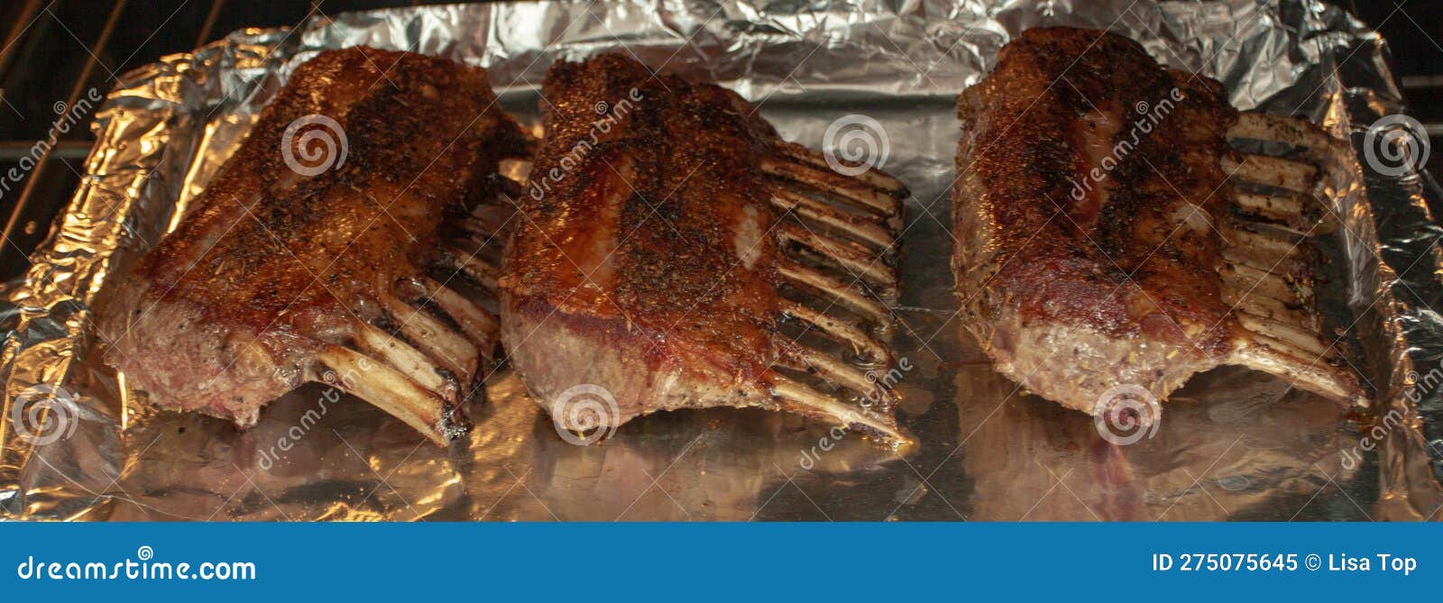 Lamb Rack in the Oven stock image. Image of holiday - 275075645