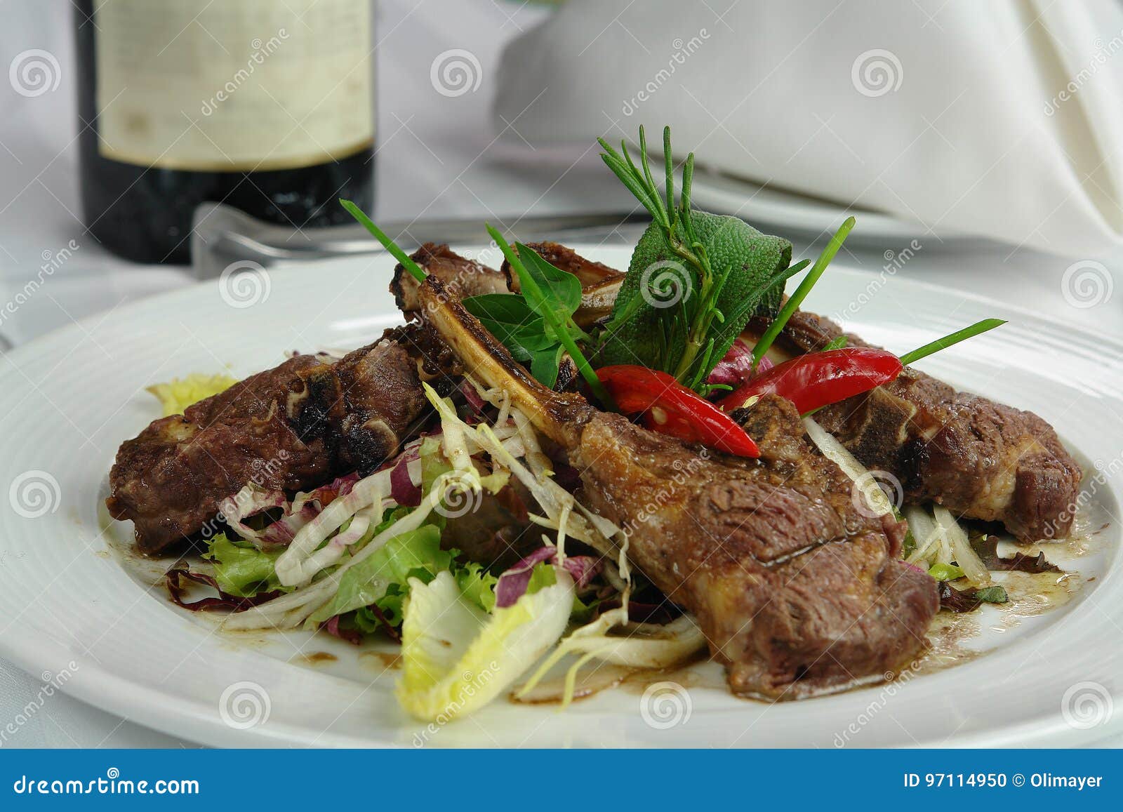 Lamb rib chops stock photo. Image of juicy, roasted, dinner - 97114950
