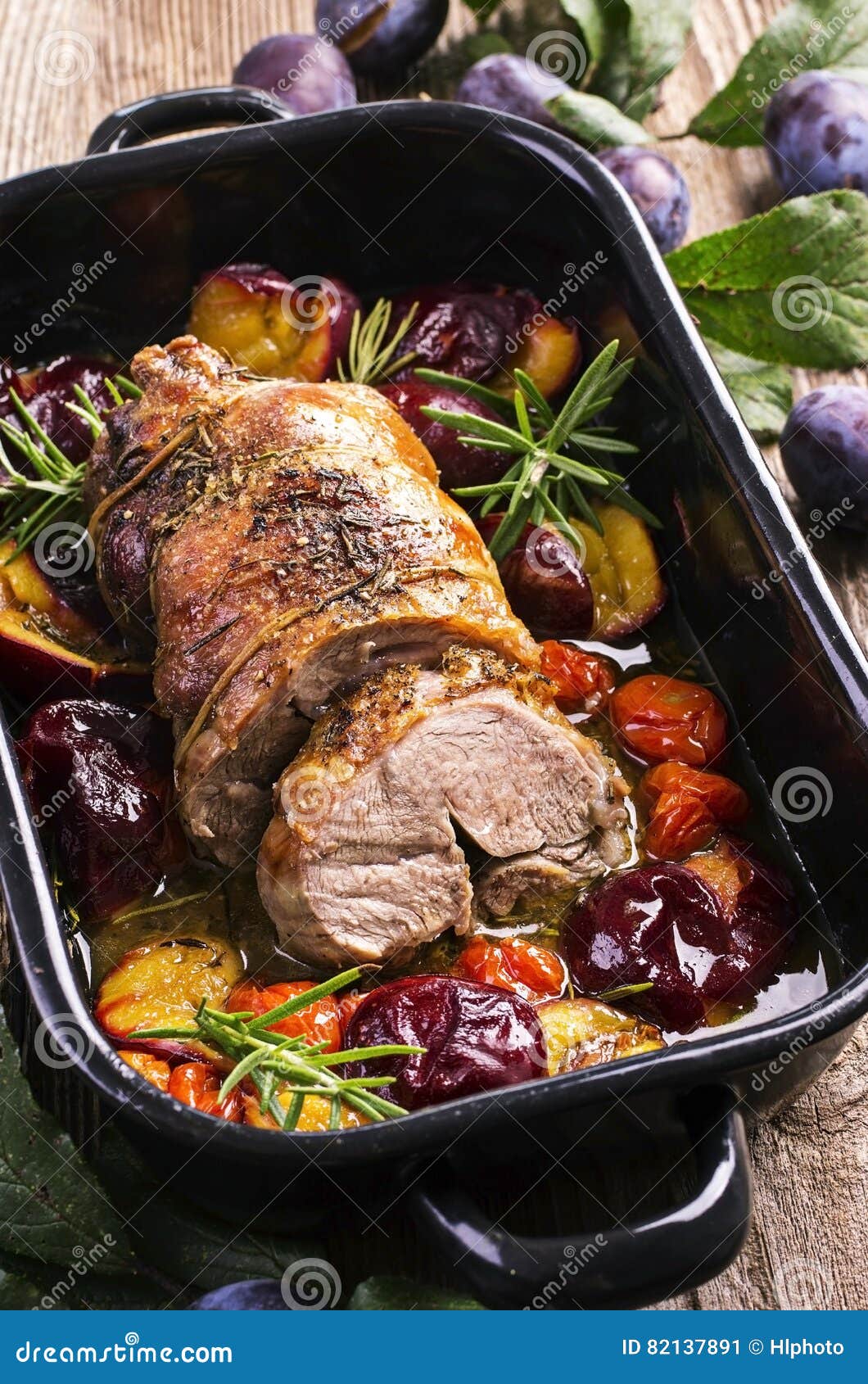 Lamb Roast with Plums stock image. Image of backed, food - 82137891