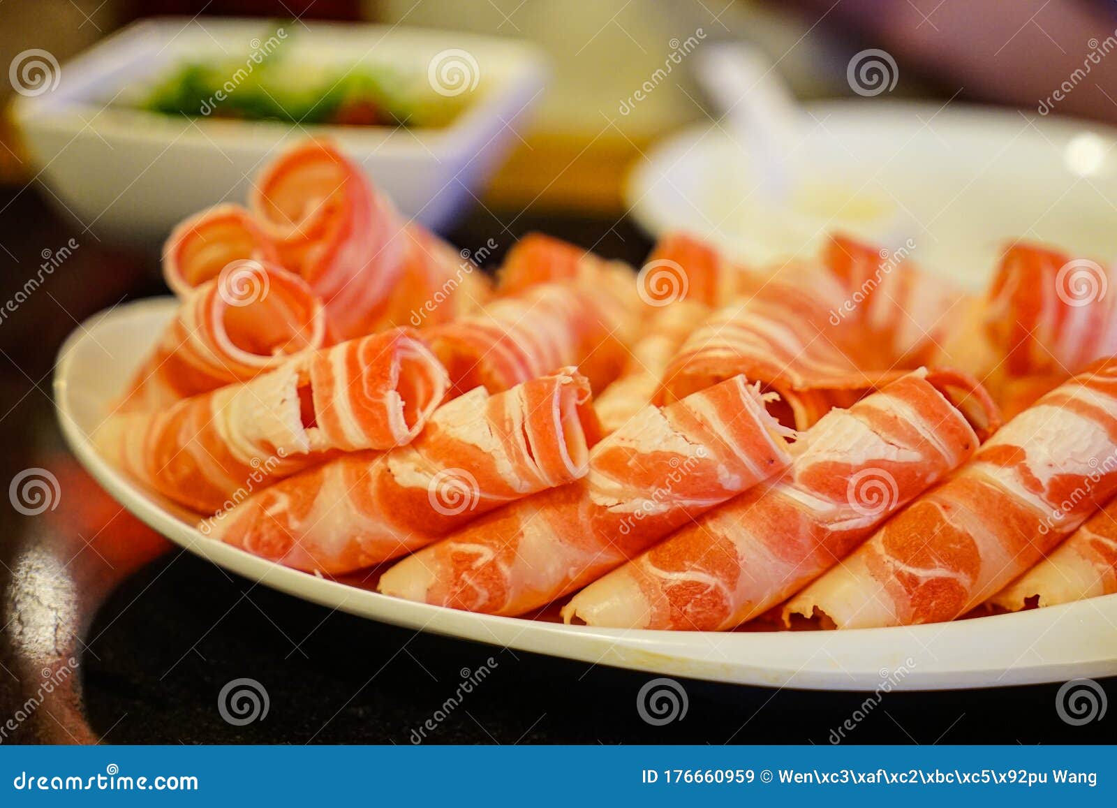 A Plate of Lamb Roll Hot Pot Ingredients Stock Image - Image of salad ...