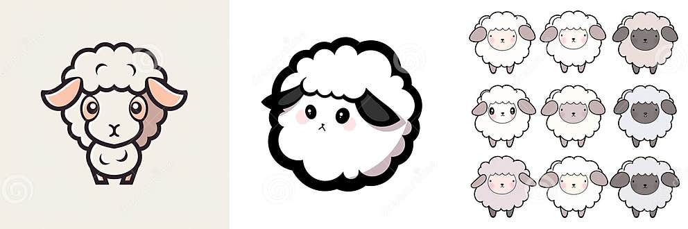 Lamb or Sheep Logo 2D AI Generated Stock Photo - Image of adorable ...