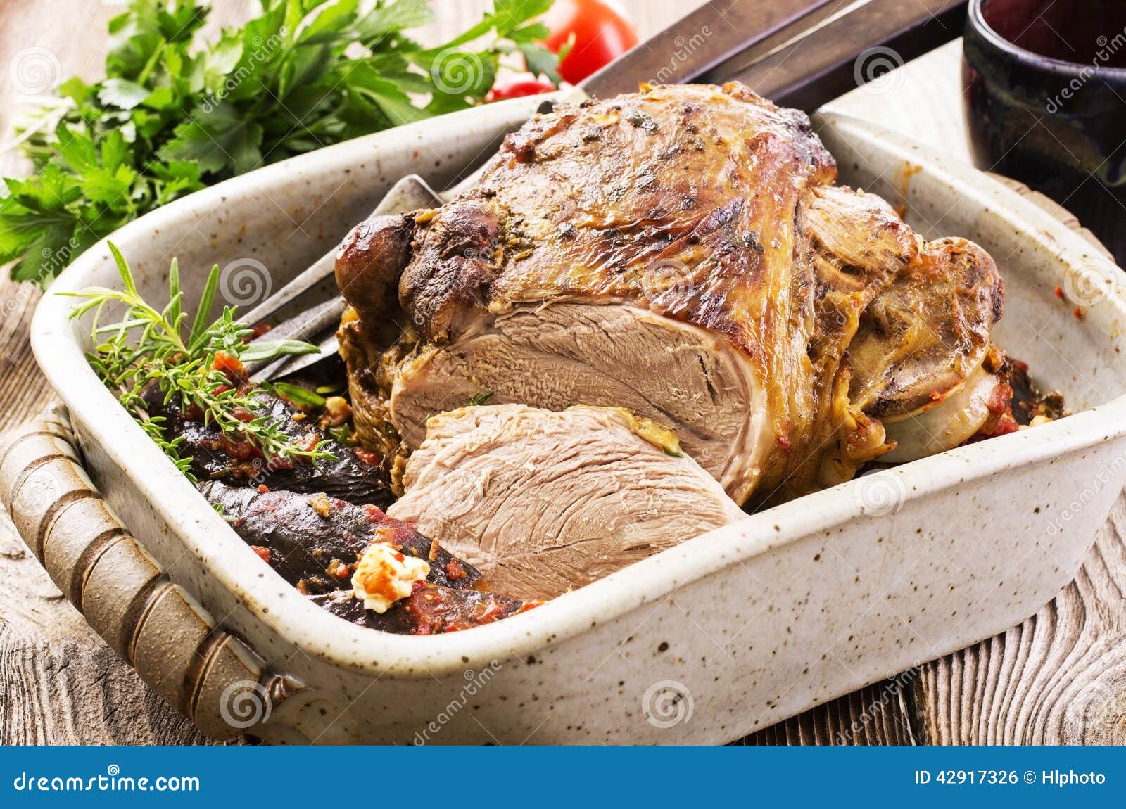 Lamb Shoulder Roast stock photo. Image of aubergine, crust - 42917326
