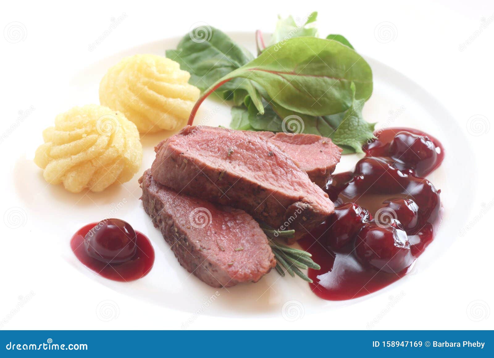 Lamb stock image. Image of sauce, potatoes, lamb, cherry - 158947169