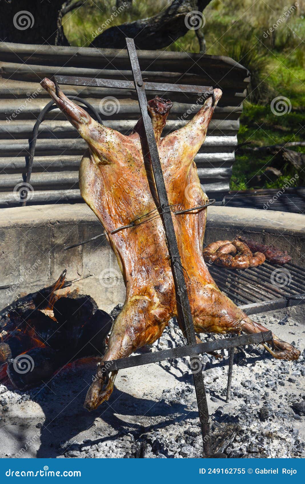 Lamb on the Spit, Cooked with the Traditional Argentine Method, Stock ...
