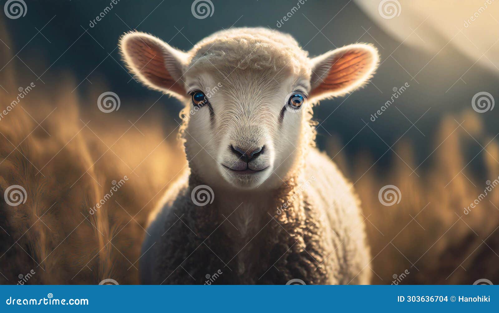 Lamb, Young Sheep Portrait .ai Generated Stock Illustration - Illustration of landscape, field ...