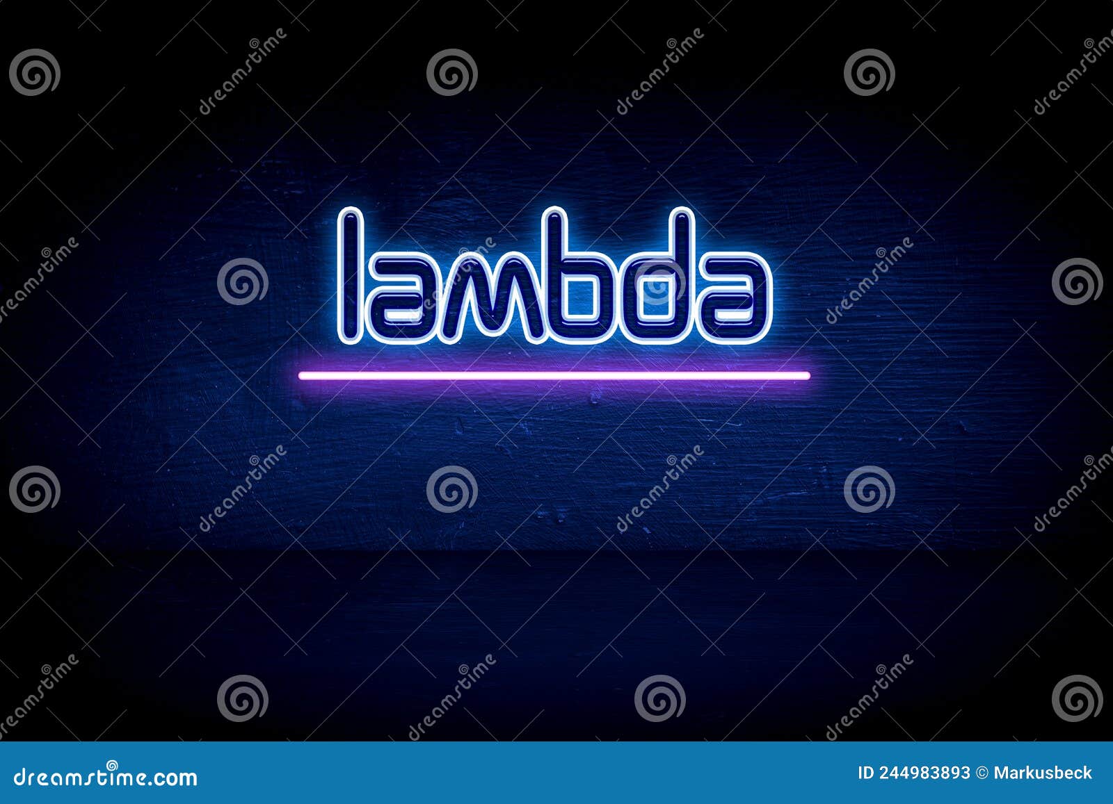 Lambda - Blue Neon Announcement Signboard Stock Illustration ...