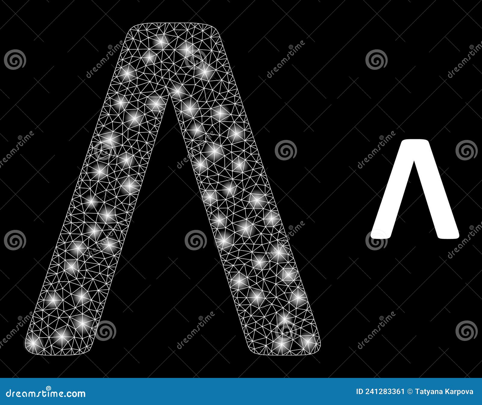 Lambda Greek Letter Icon - Wire Frame Mesh with Constellation Nodes ...