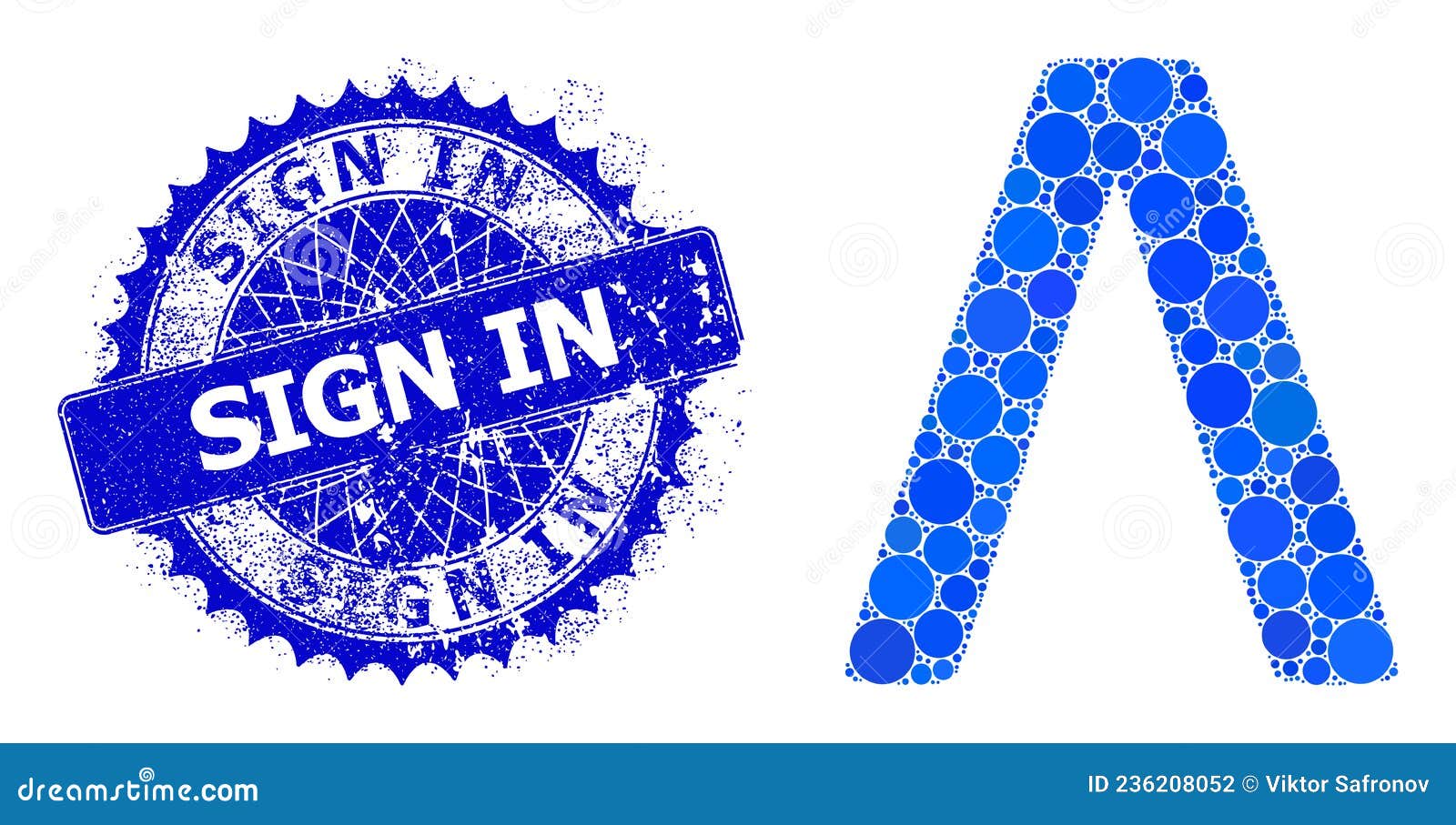 Vector Lambda Greek Symbol Composition of Small Circles and Grunge Sign ...