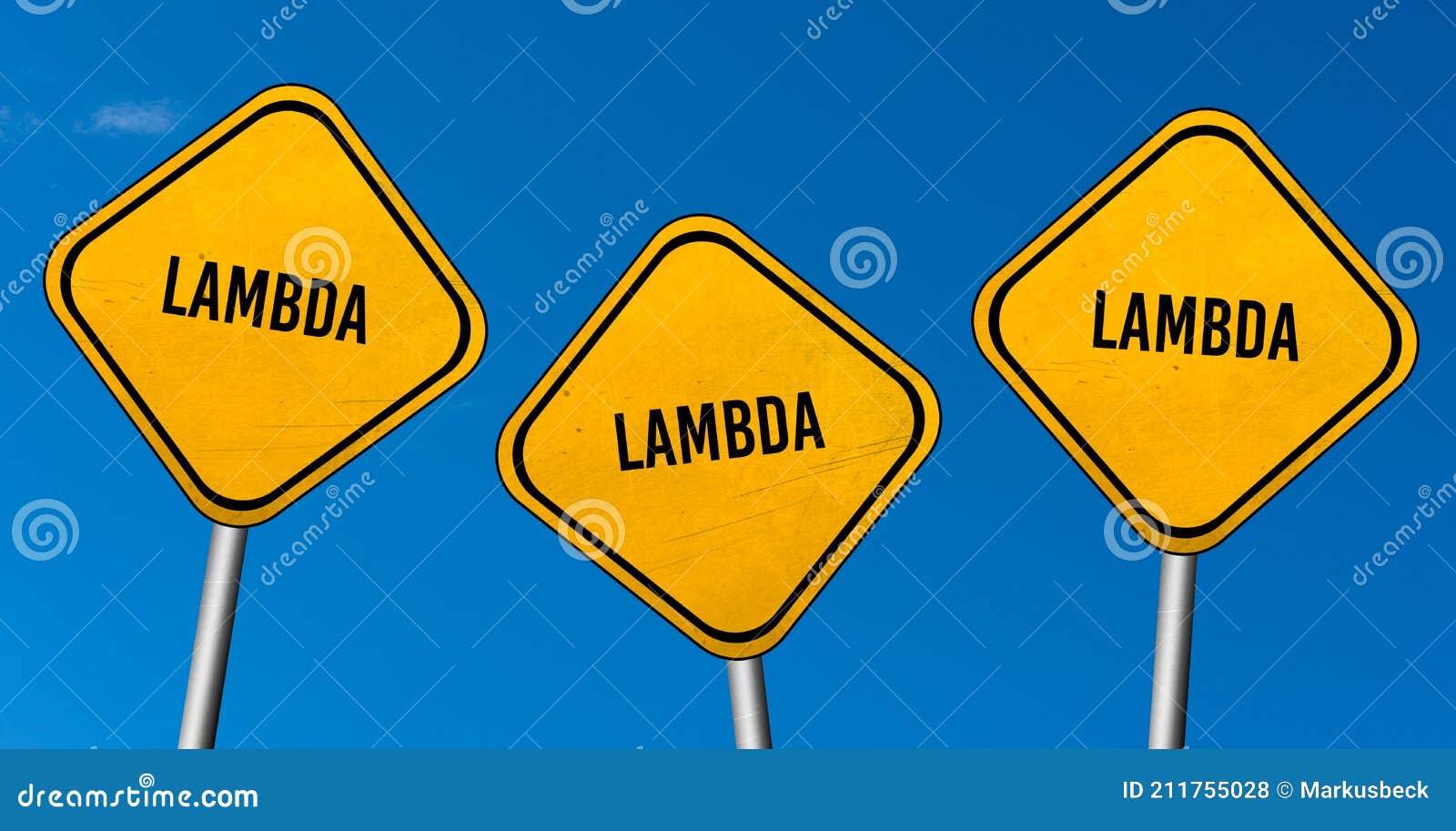 Lambda - Yellow Signs with Blue Sky Stock Illustration - Illustration ...