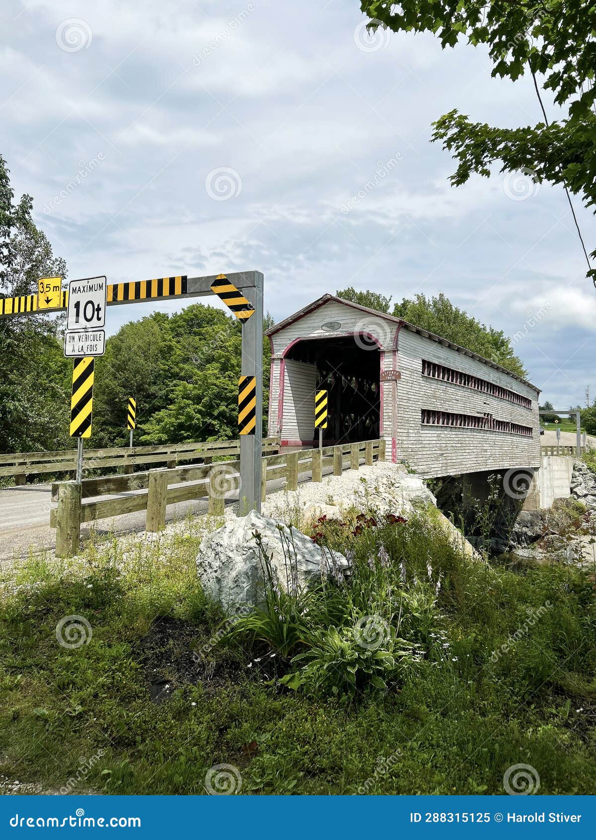 Lambert Covered Bridge Vertical View in Quebec, Canada Stock Image ...