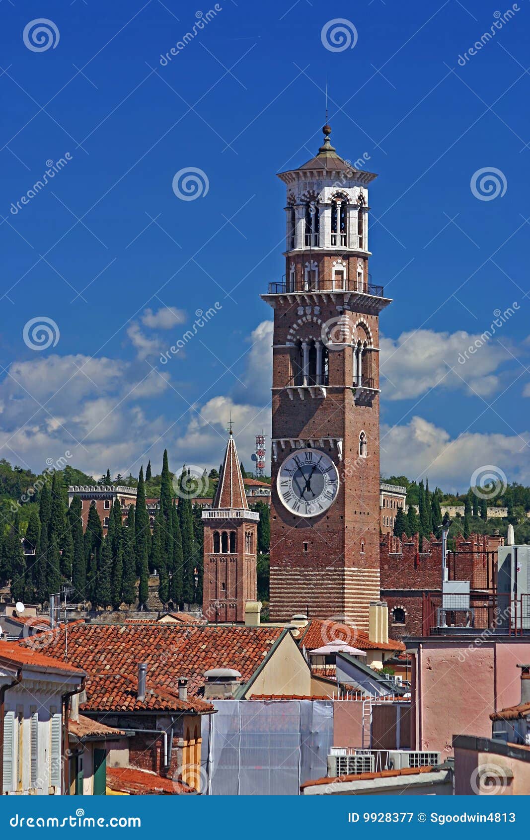 Lamberti Tower on the Skyline of Verona, Italy Stock Image - Image of ...