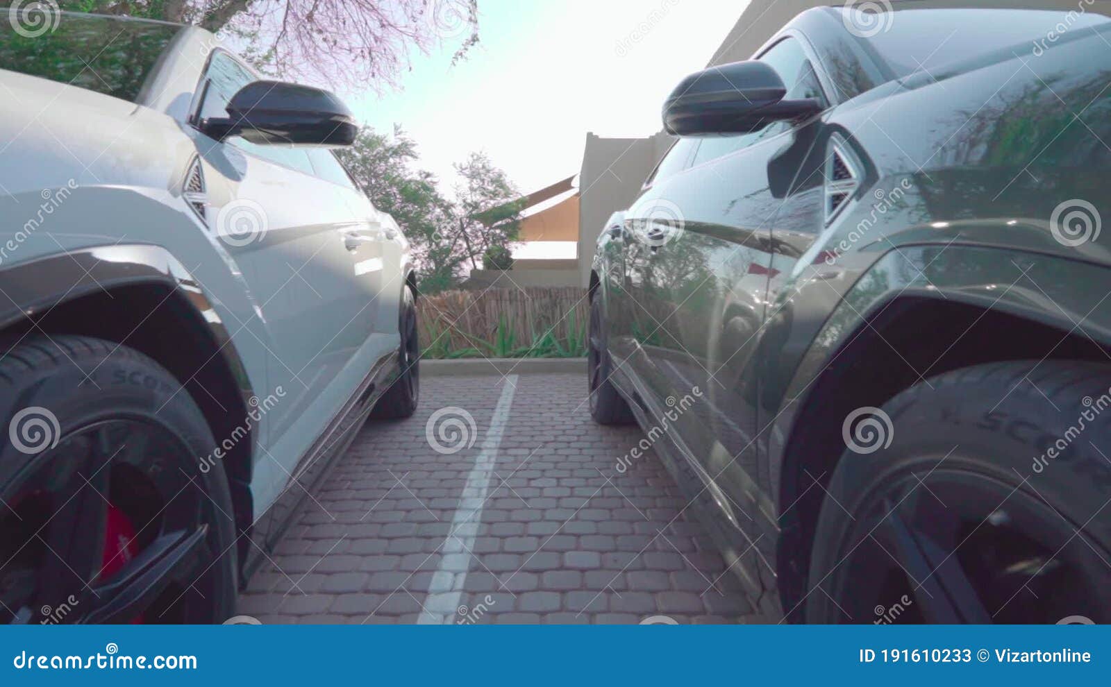 Lamborghini Exterior. between Two Cars Stock Video - Video of expensive ...