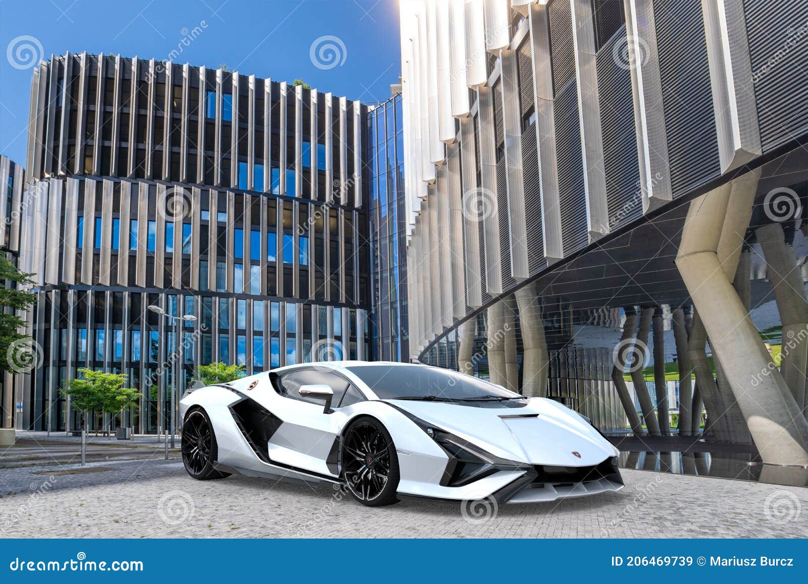Lamborghini Sian on the Background of a Modern Building Editorial Stock ...