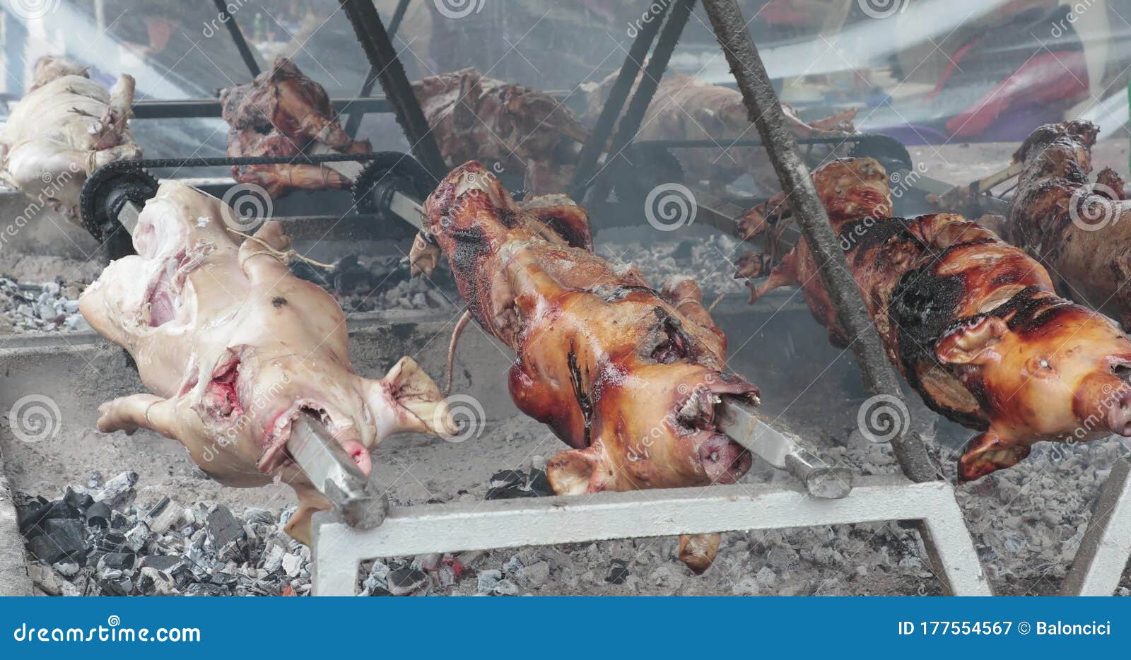 Spit Roast BBQ stock video. Video of prepare, crispy - 177554567