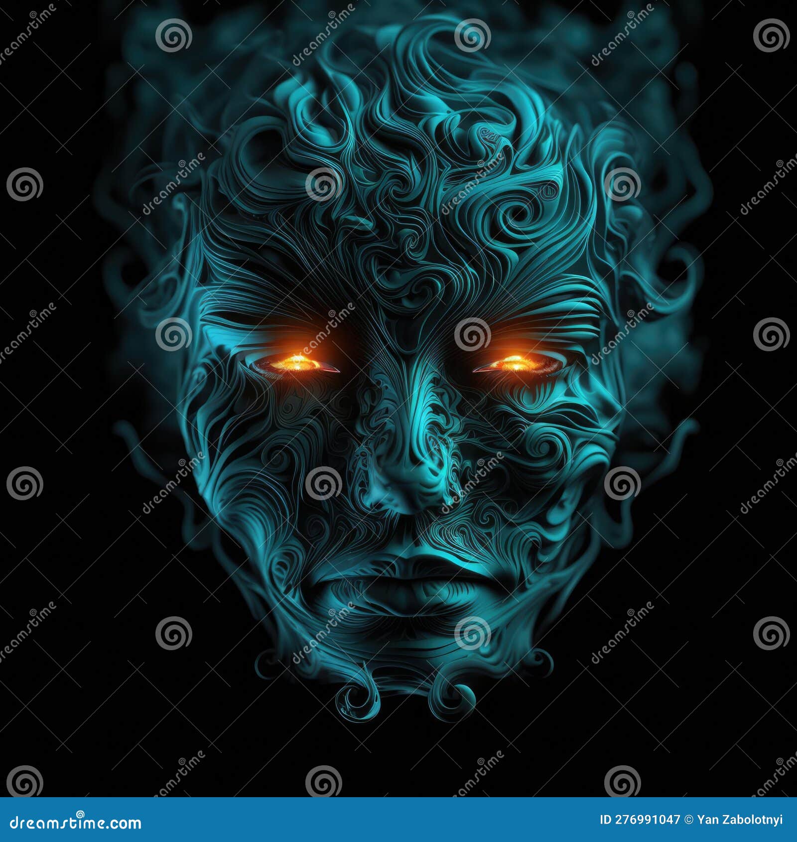 Lamia Face Shape in Fire on Black Background. Generative AI Stock ...