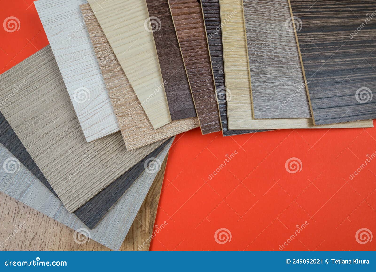Laminate Boards on an Orange Background. Samples of Laminate or Parquet ...