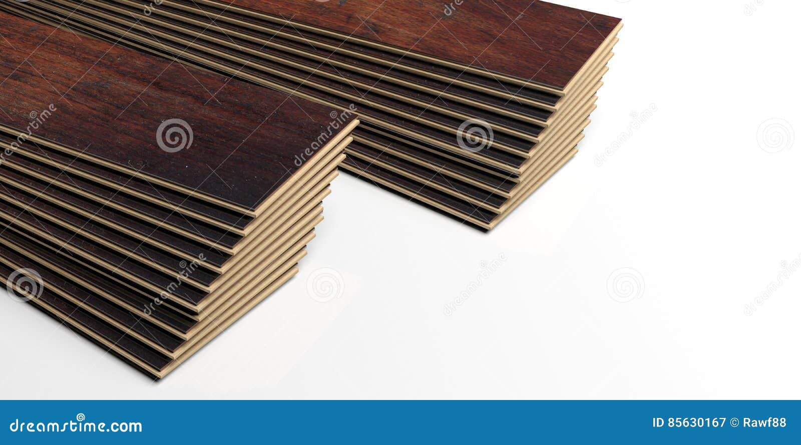 Laminate Floor Stack on White Background. 3d Illustration Stock ...