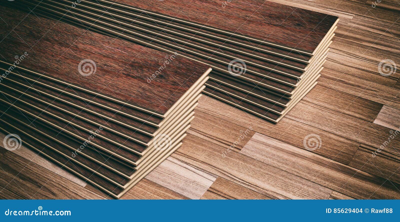 Laminate Floor Stack on Wooden Background. 3d Illustration Stock ...