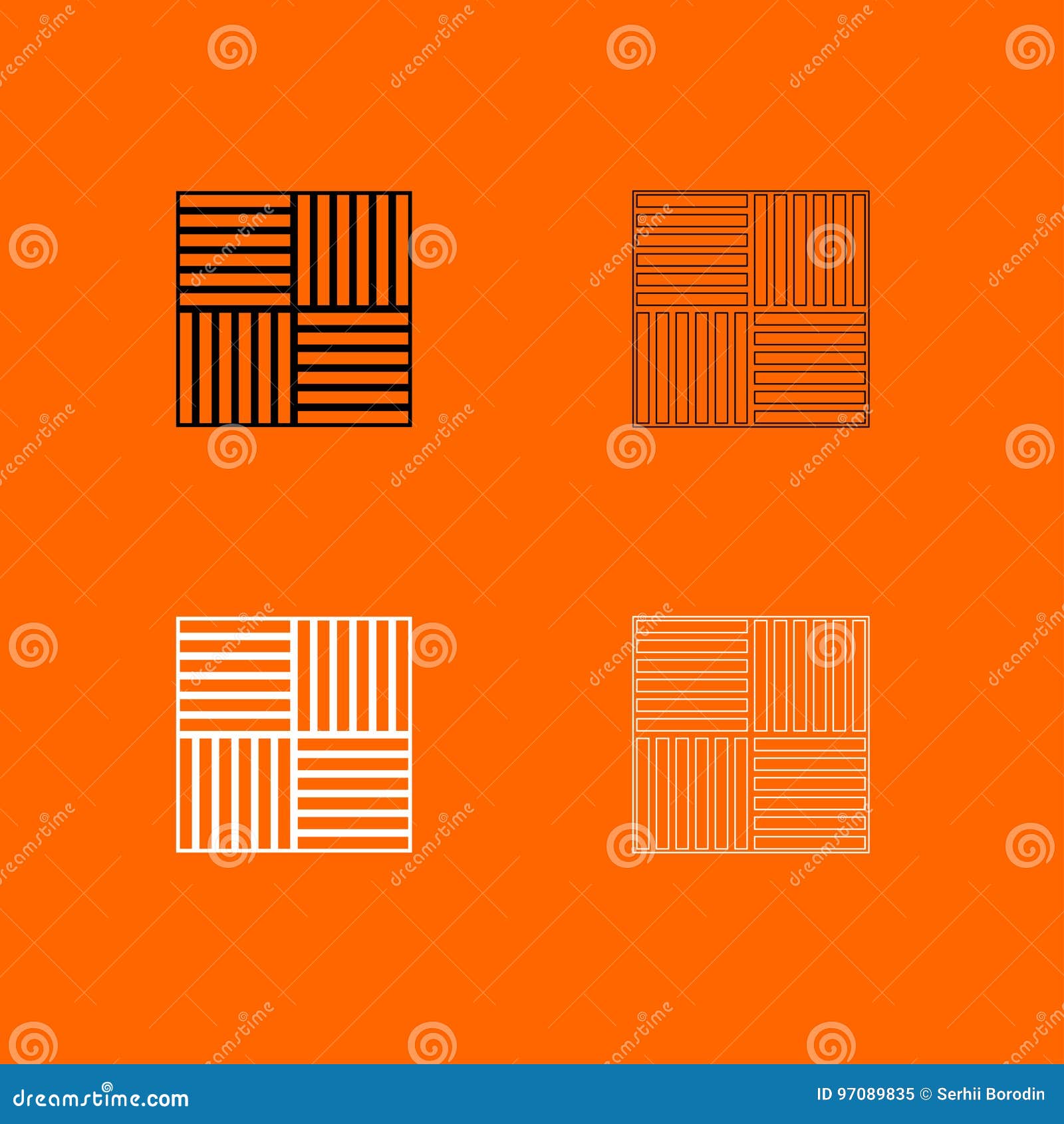 Laminate Flooring Black and White Set Icon . Stock Vector ...