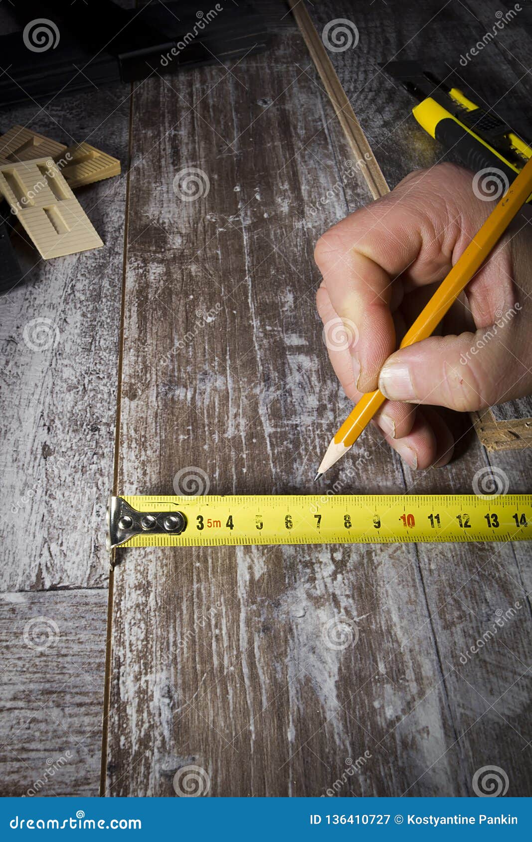 Tools for laying laminate stock image. Image of equipment - 136410727