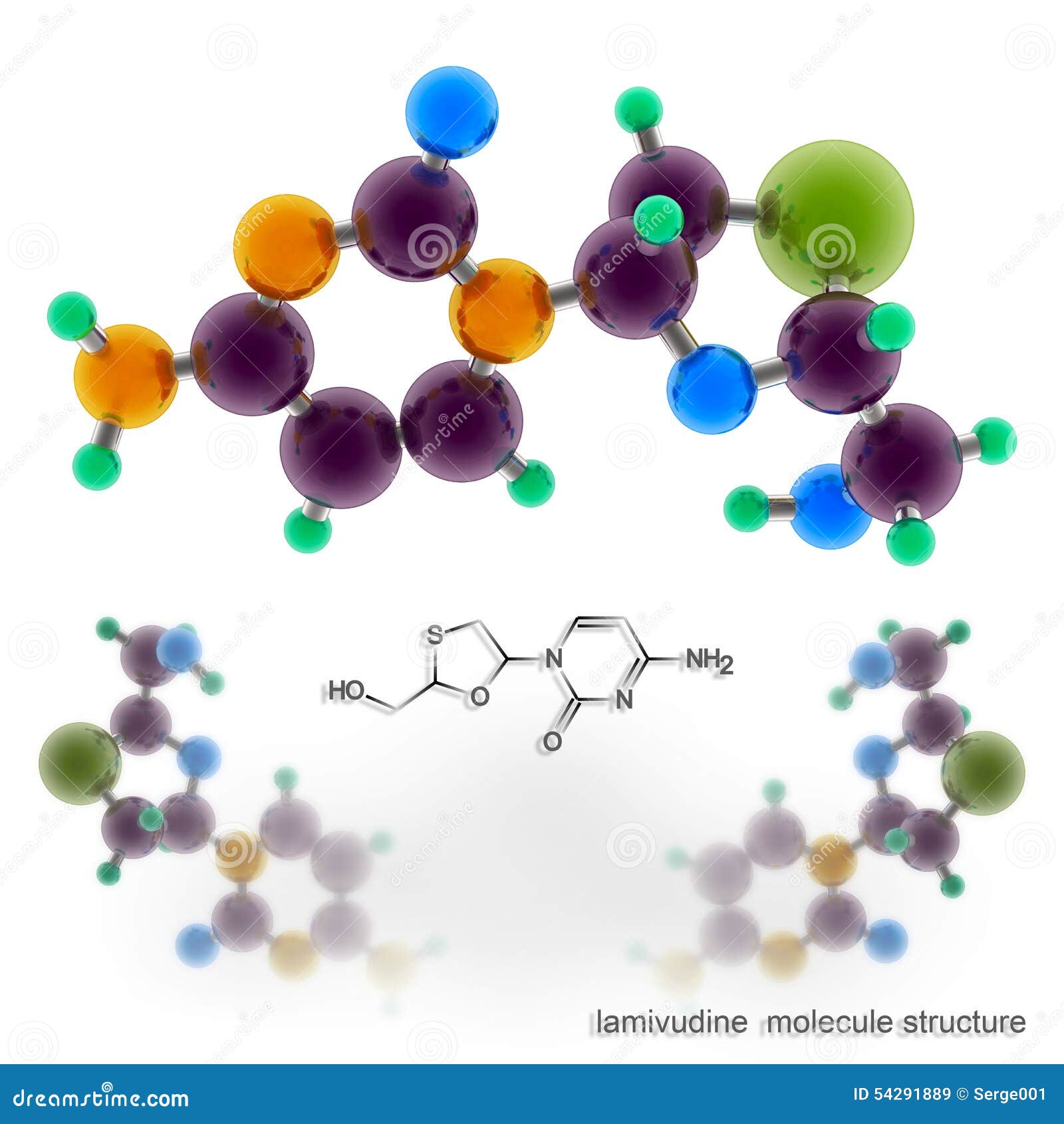 Lamivudine (Epivir, Zeffix, Heptovir) Molecule Structure Stock ...